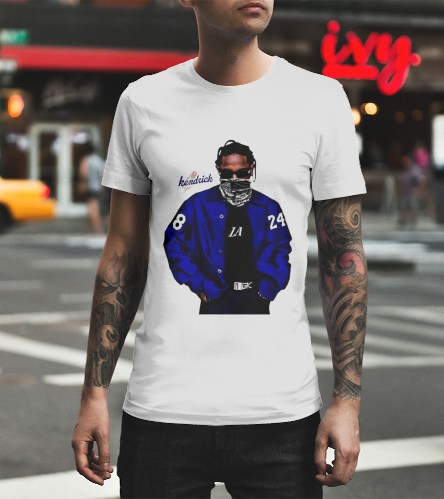 Dodgers LA Kendrick Lamar Blue Jacket Image T-Shirt