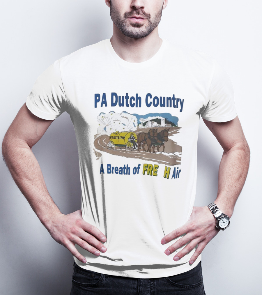 PA Dutch Country A Breath Of Fresh Air Horse-Drawn Fertilizer Vintage Scene T-Shirt