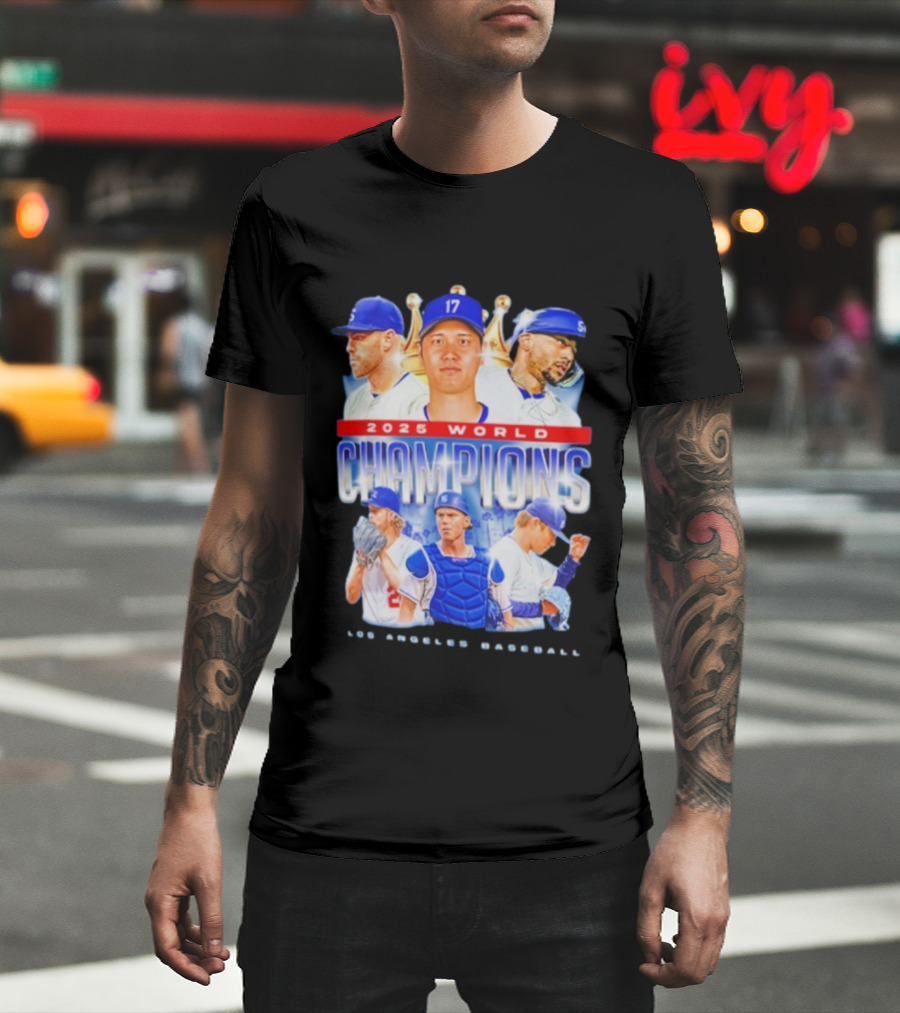 Los Angeles Dodgers Shohei Ohtani 2025 World Champions Baseball Players Series T-Shirt