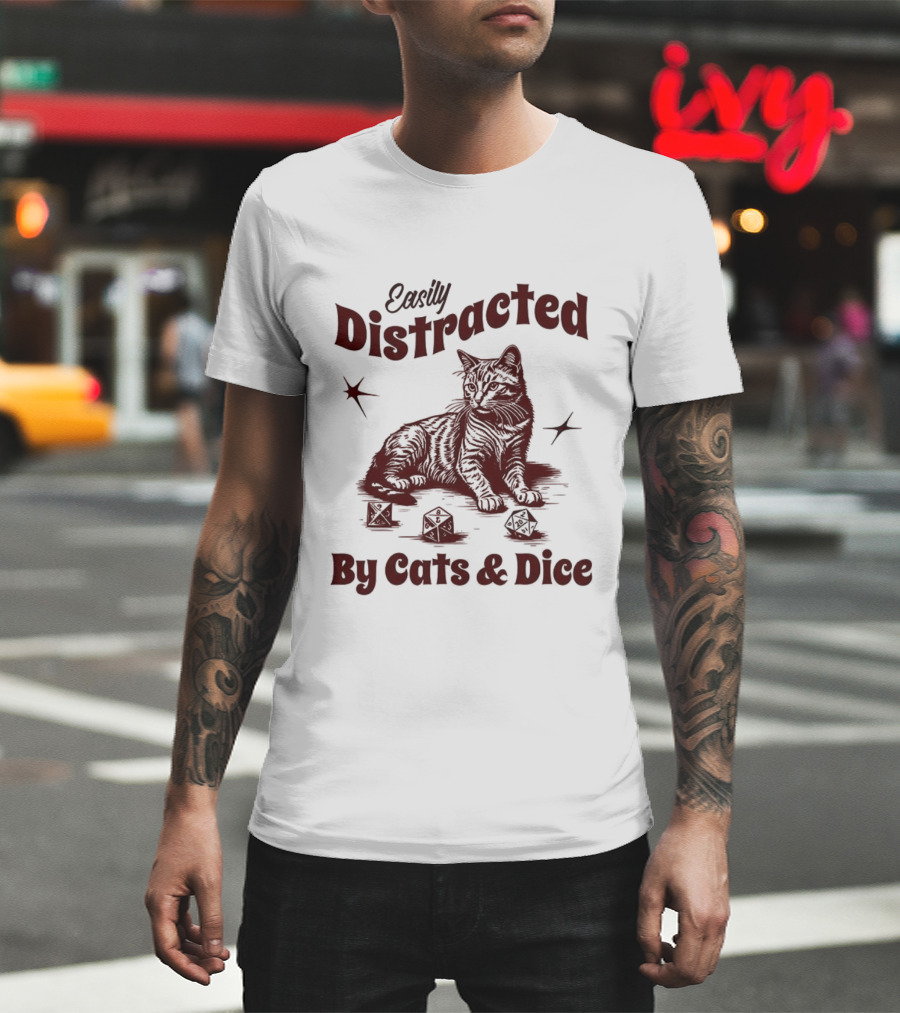 Easily Distracted By Cats And Dice T-Shirt