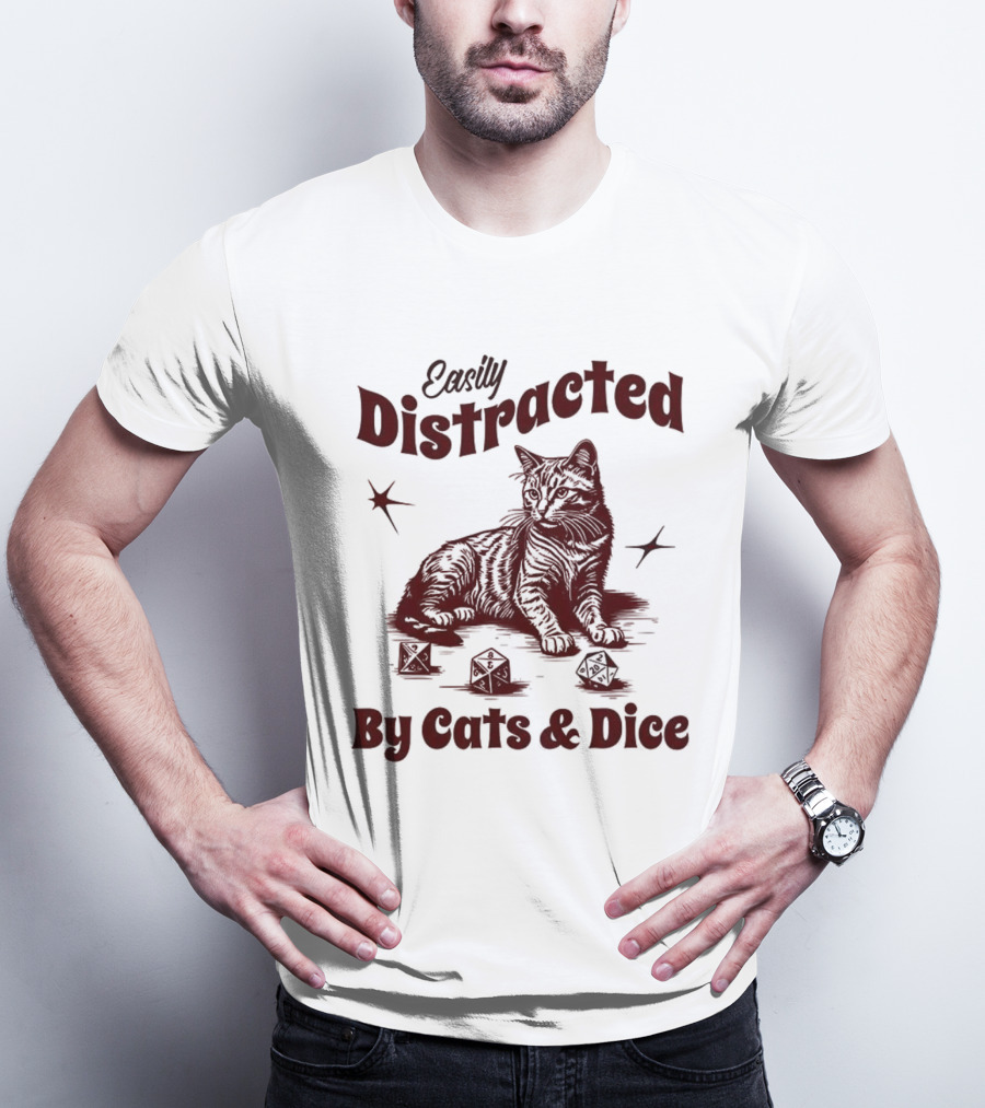 Easily Distracted By Cats And Dice T-Shirt