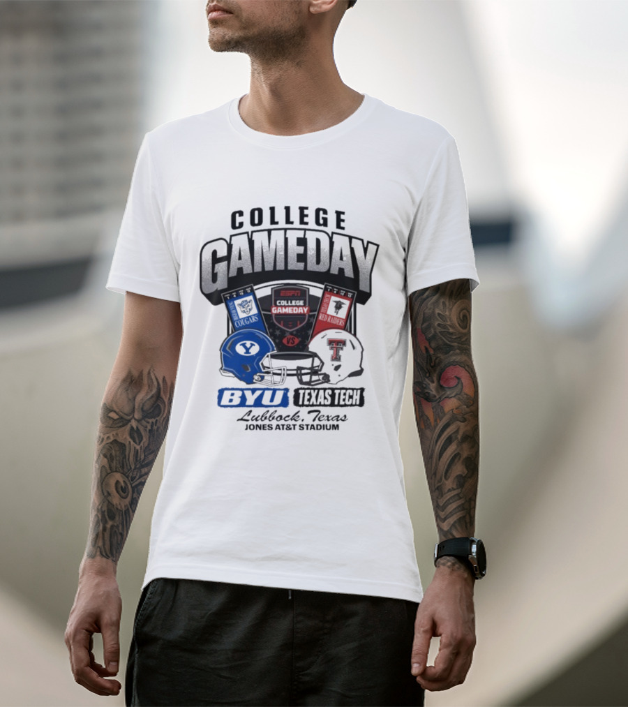 BYU Cougars Vs Texas Tech Red Raiders College Gameday ESPN Jones AT&T Stadium Lubbock Texas T-Shirt