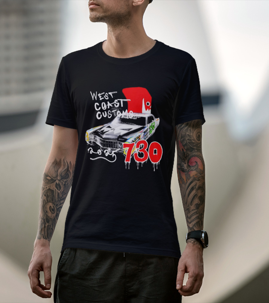 West Coast Customs 2025 Car With Red Shark Fin 730 T-Shirt