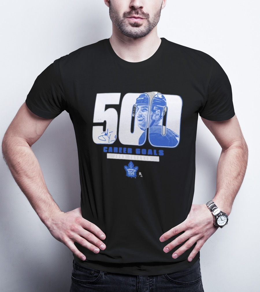 John Tavares Signed 500 Career Goals Toronto Maple Leafs T-Shirt
