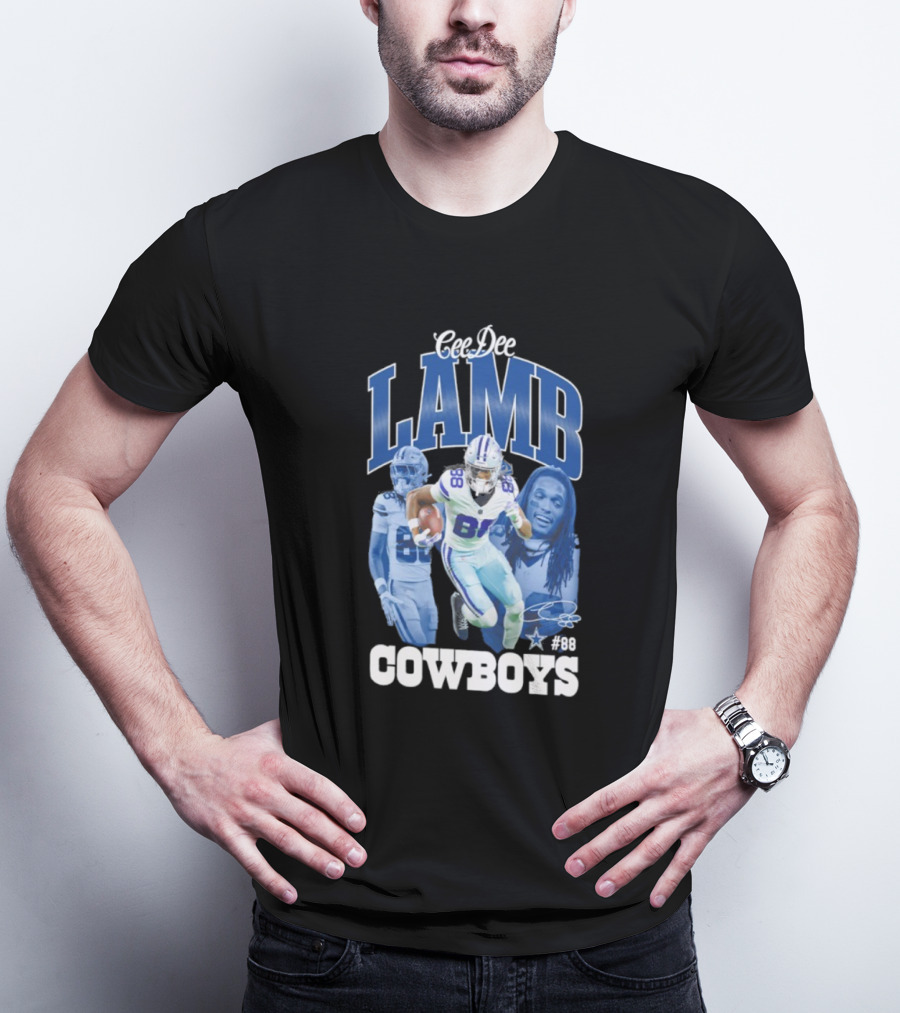 CeeDee Lamb Dallas Cowboys 88 NFL Outerstuff Triple Photo Style T-Shirt