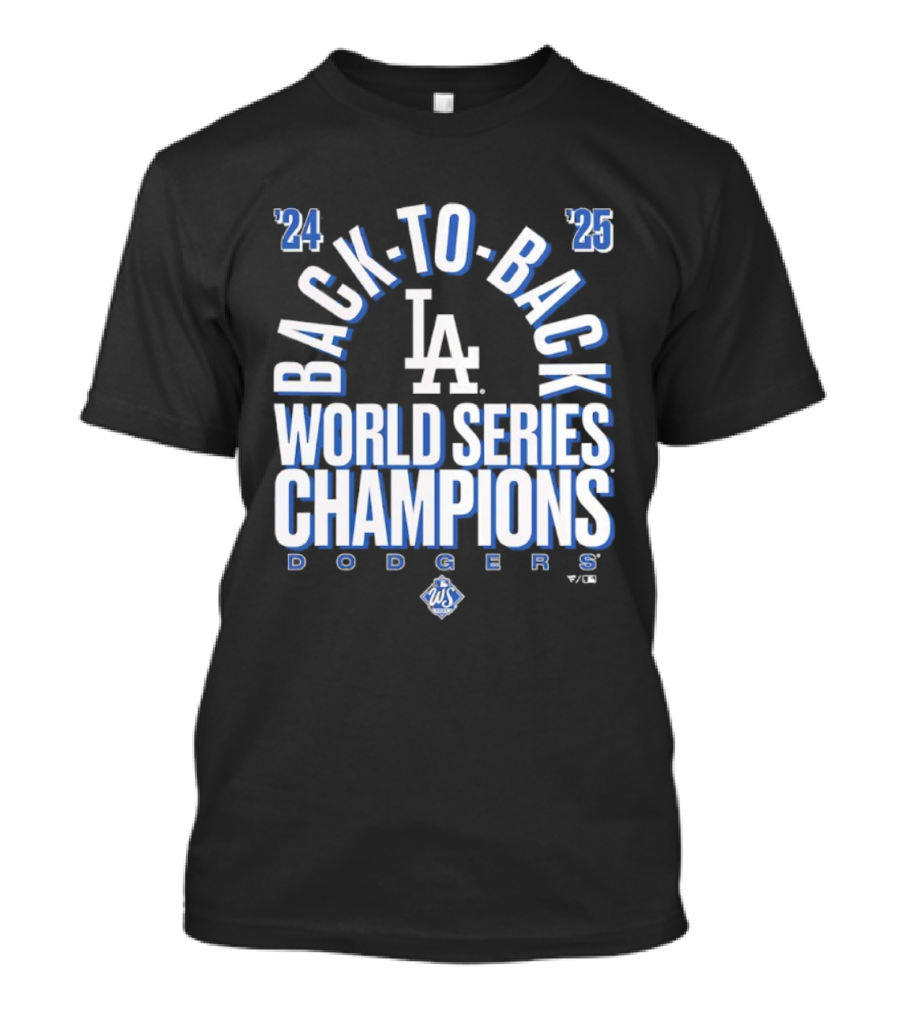 Los Angeles Dodgers 24 25 Back To Back World Series Champions LA Logo T-Shirt