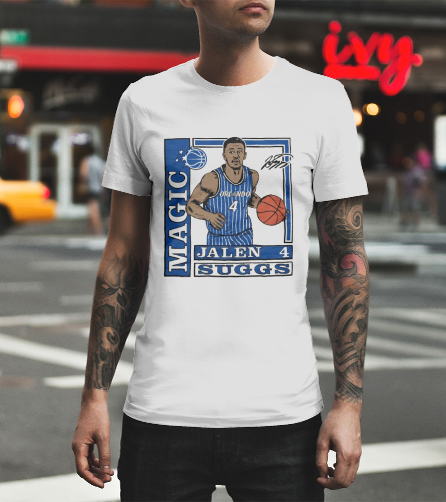 Orlando Magic Jalen Suggs Signature Wax Pack Basketball Player Number 4 T-Shirt