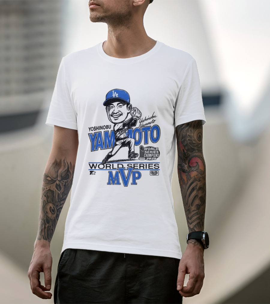 Yoshinobu Yamamoto Los Angeles Dodgers World Series MVP 2025 Baseball Caricature T-Shirt