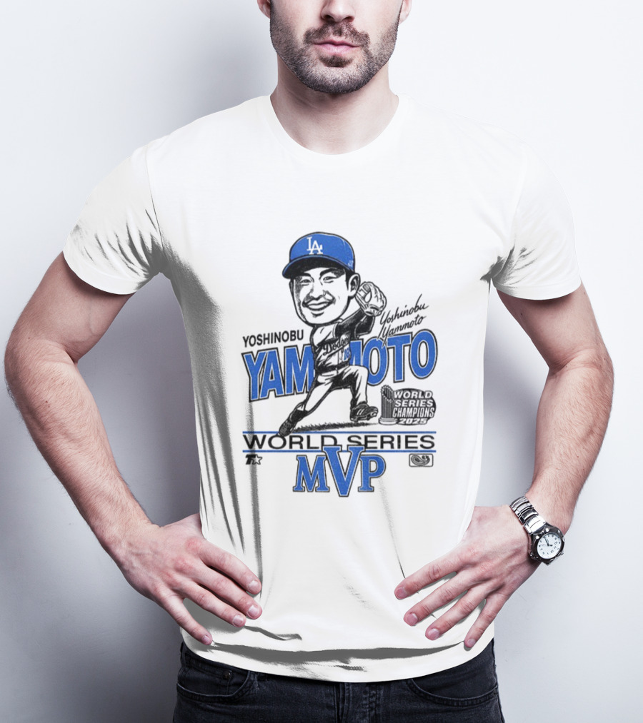 Yoshinobu Yamamoto Los Angeles Dodgers World Series MVP 2025 Baseball Caricature T-Shirt