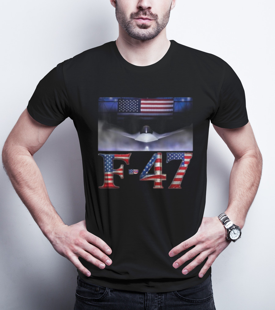 F-47 Fighter Jet American Flag Aircraft T-Shirt
