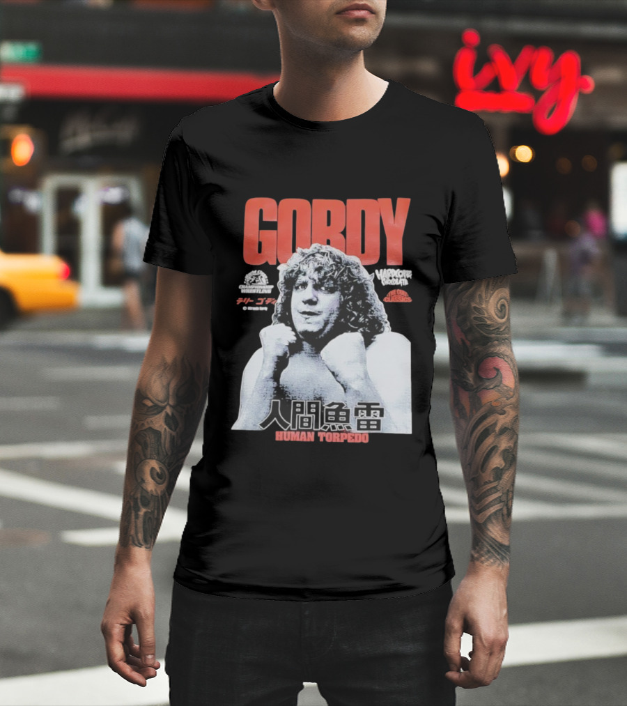 Gordy Human Torpedo Terry Championship Wrestling Hardcore Legend T-Shirt