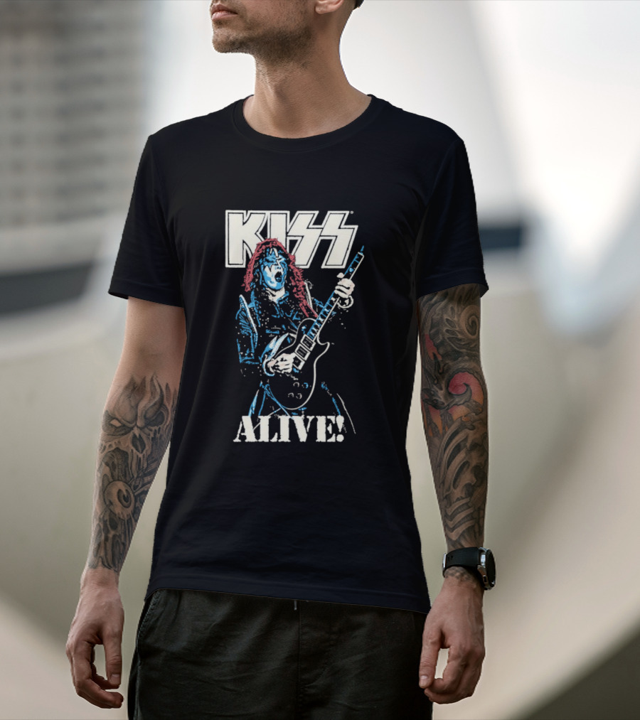 KISS Alive Spaceman Guitarist Retro Style T-Shirt