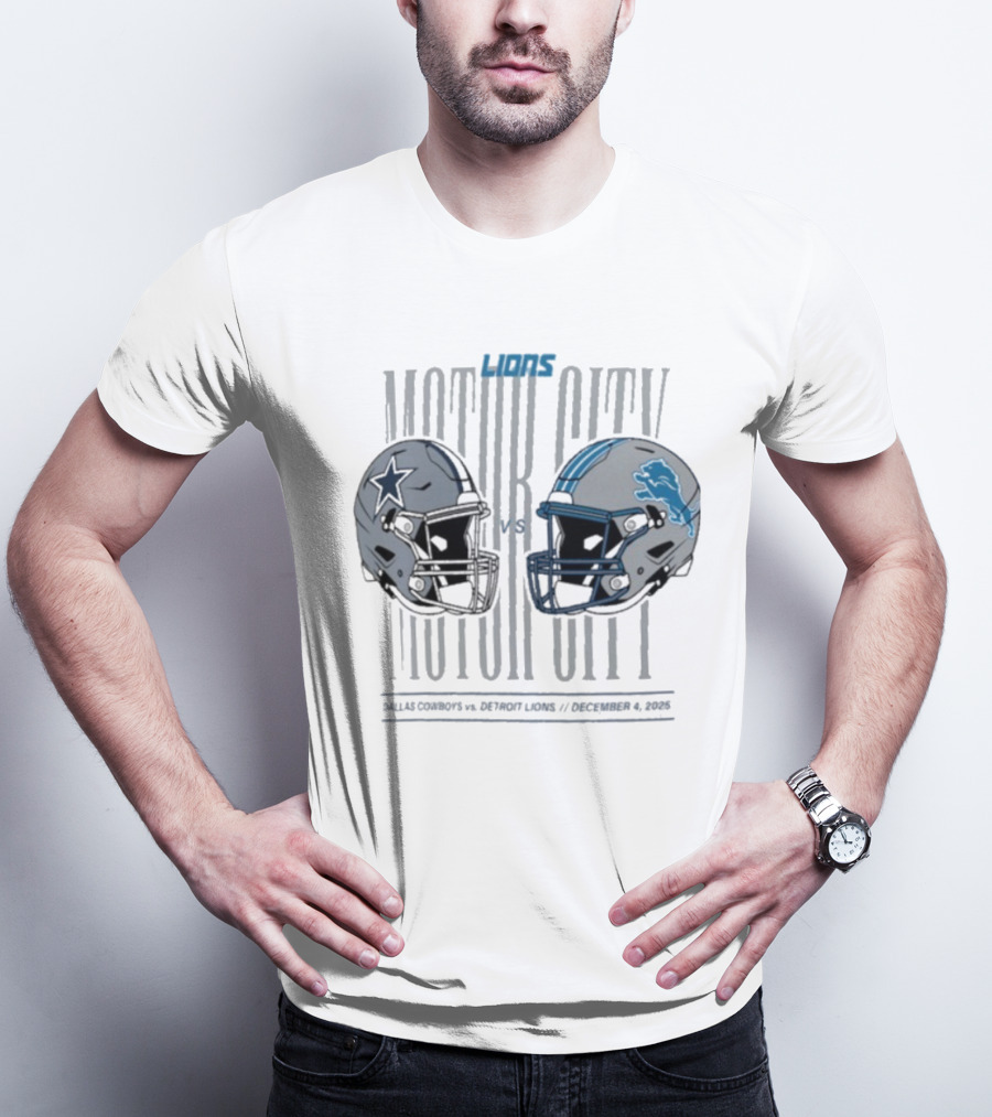 Dallas Cowboys Detroit Lions Motor City December 4 2025 Helmets Showdown T-Shirt