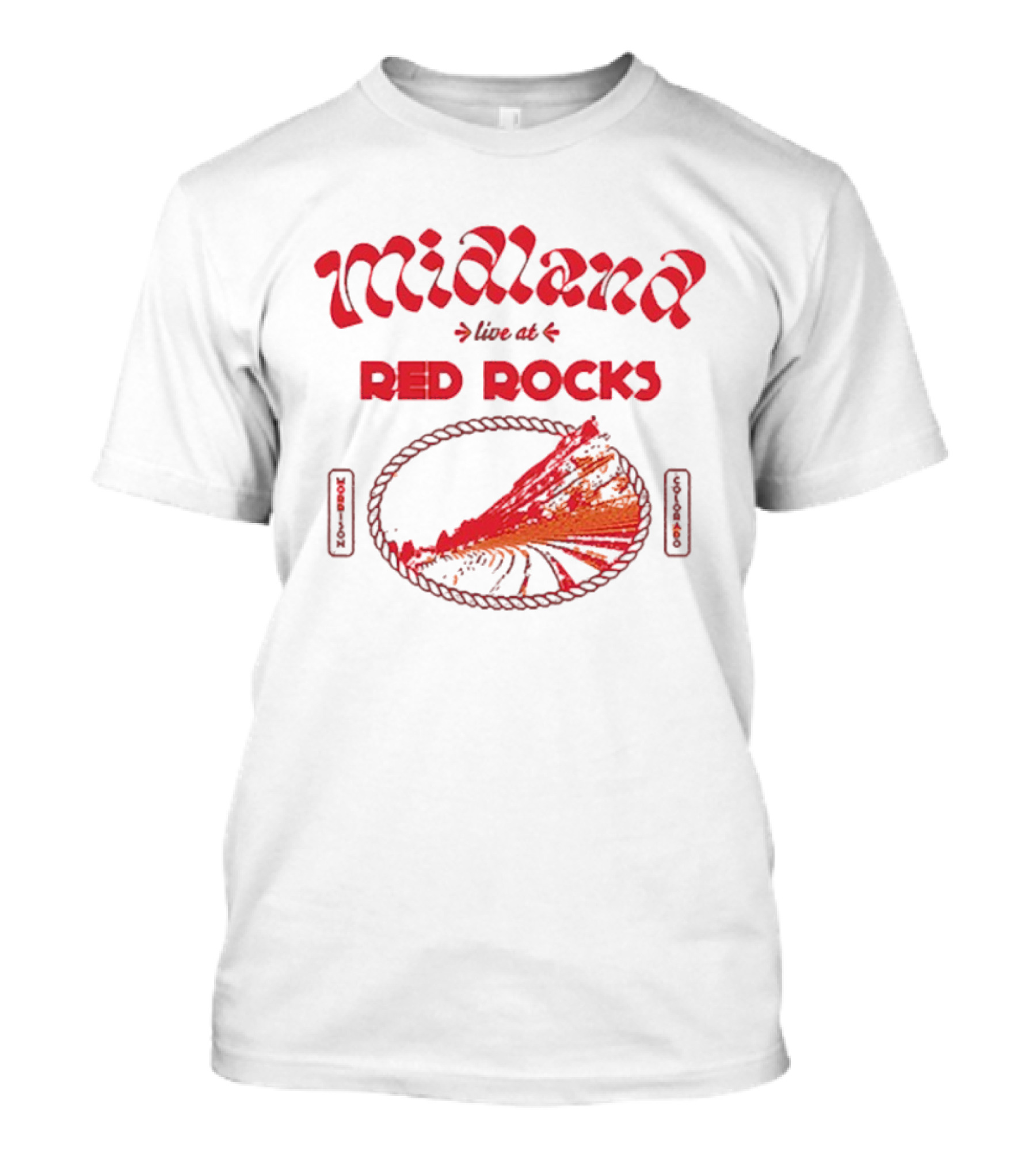 Midland Live At Red Rocks Morrison Colorado Oval Rope And Red Mountain Scene T-Shirt