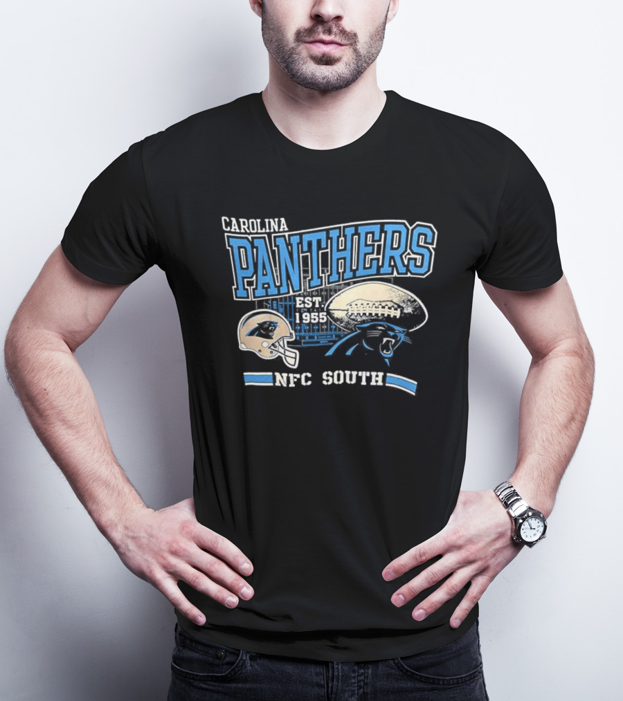 Carolina Panthers Est 1955 NFC South Helmet And Panther Graphic T-Shirt