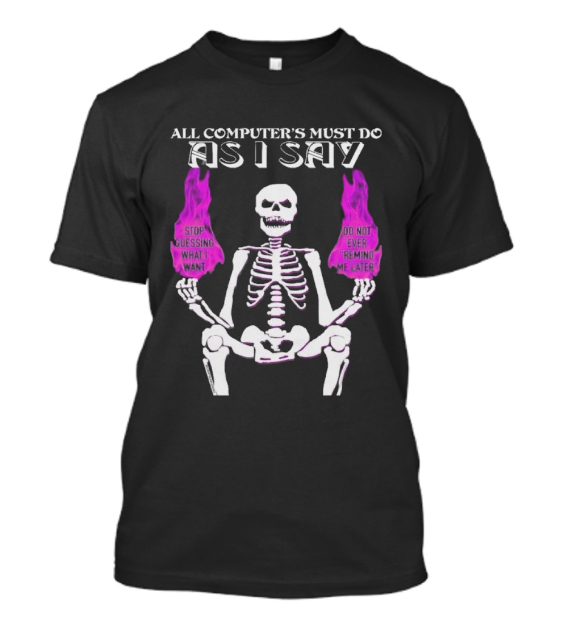 All Computer’s Must Do As I Say Stop Guessing Skeleton Flame T-Shirt