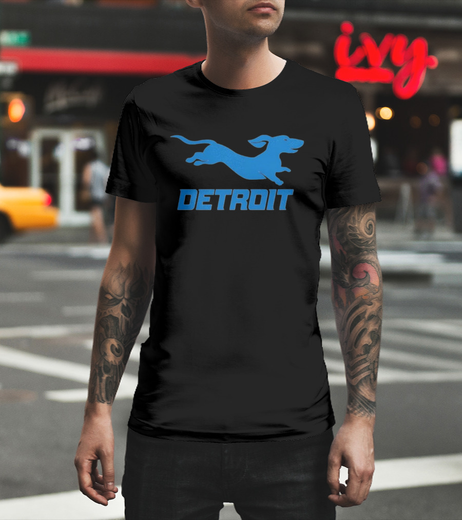 Detroit Lions Football Dachshund DETROIT T-Shirt
