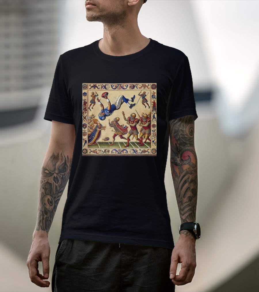 Detroit Lions Vs Washington Commanders 2025 NFL Bayeux Tapestry Style T-Shirt