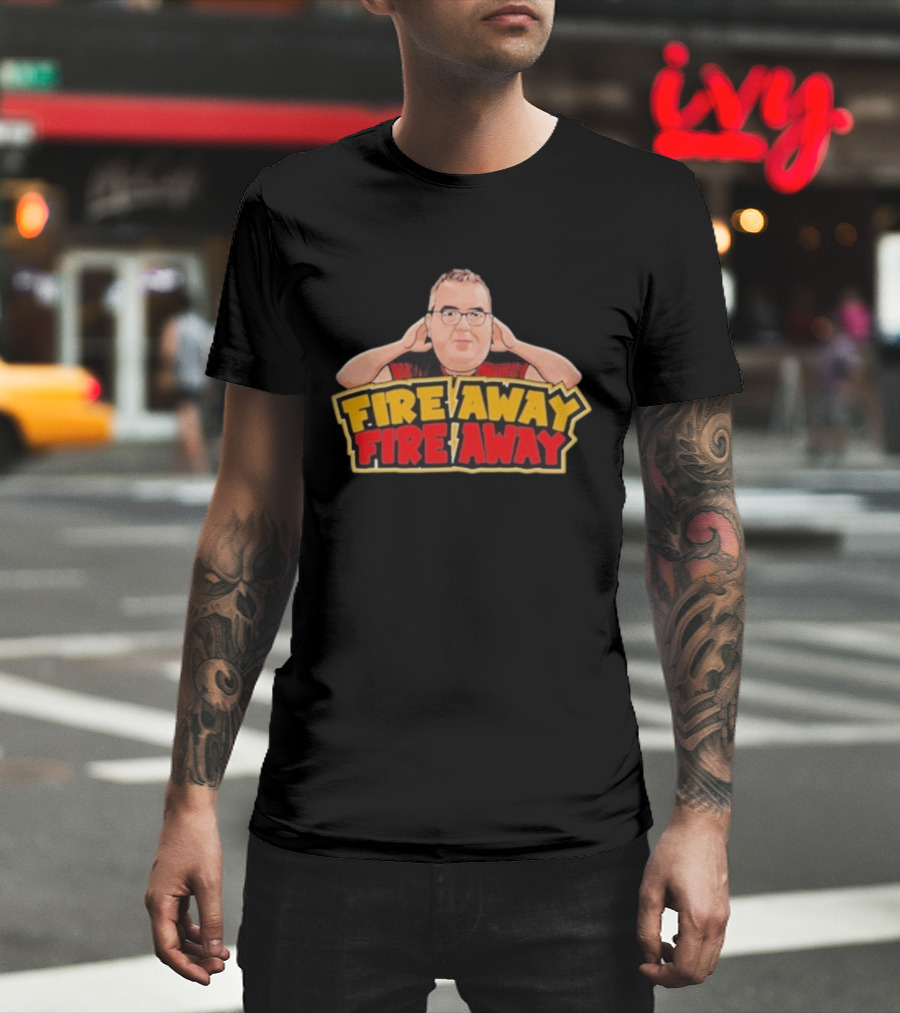 Stephen Bunting Fire Away Dart Player Cartoon Character Blocking Ears T-Shirt