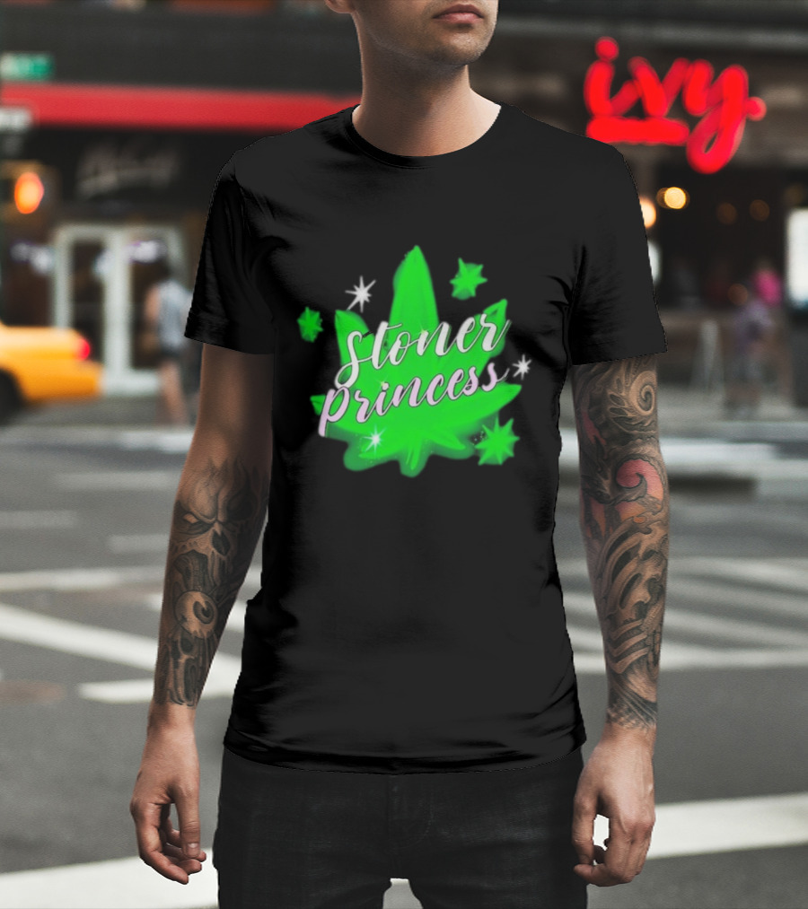 Stoner Princess Cannabis Leaf Royalty Stars T-Shirt