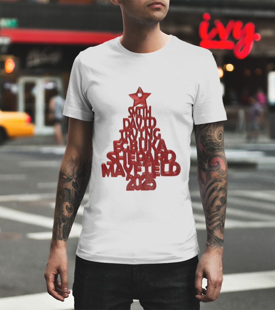 2025 Smith David Irving Egbuka Shepard Mayfield Christmas Tree T-Shirt