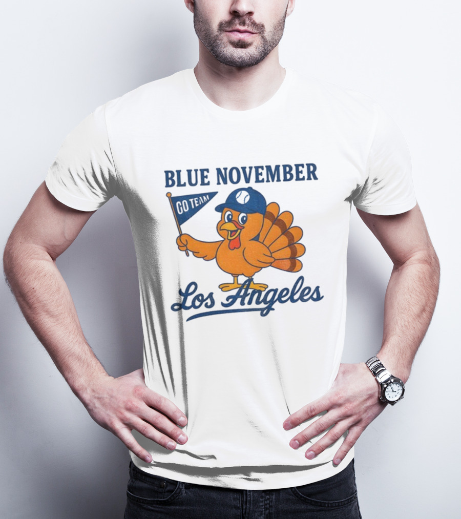 Los Angeles Blue November Thanksgiving Turkey Dodgers Baseball T-Shirt