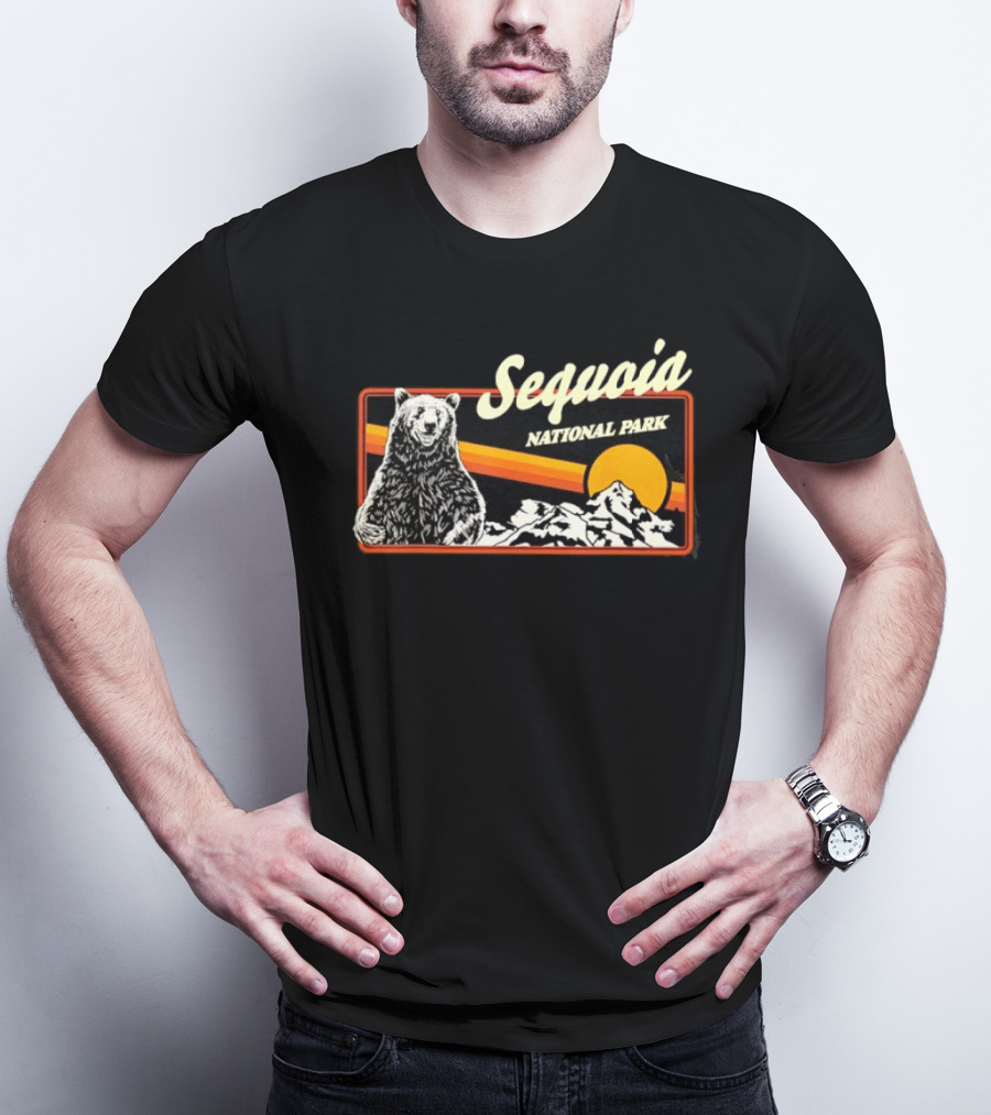 Sequoia National Park Bear Sunset Vintage Mountain T-Shirt