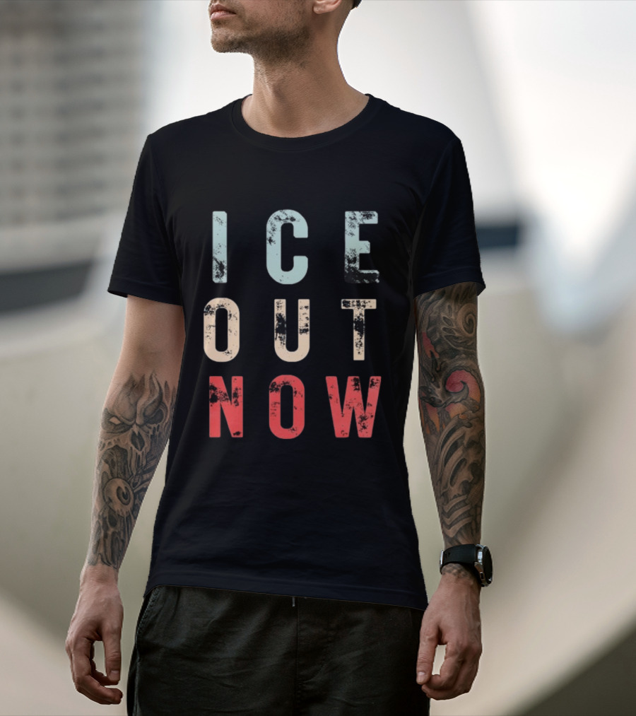 ICE Out Now Distressed T-Shirt