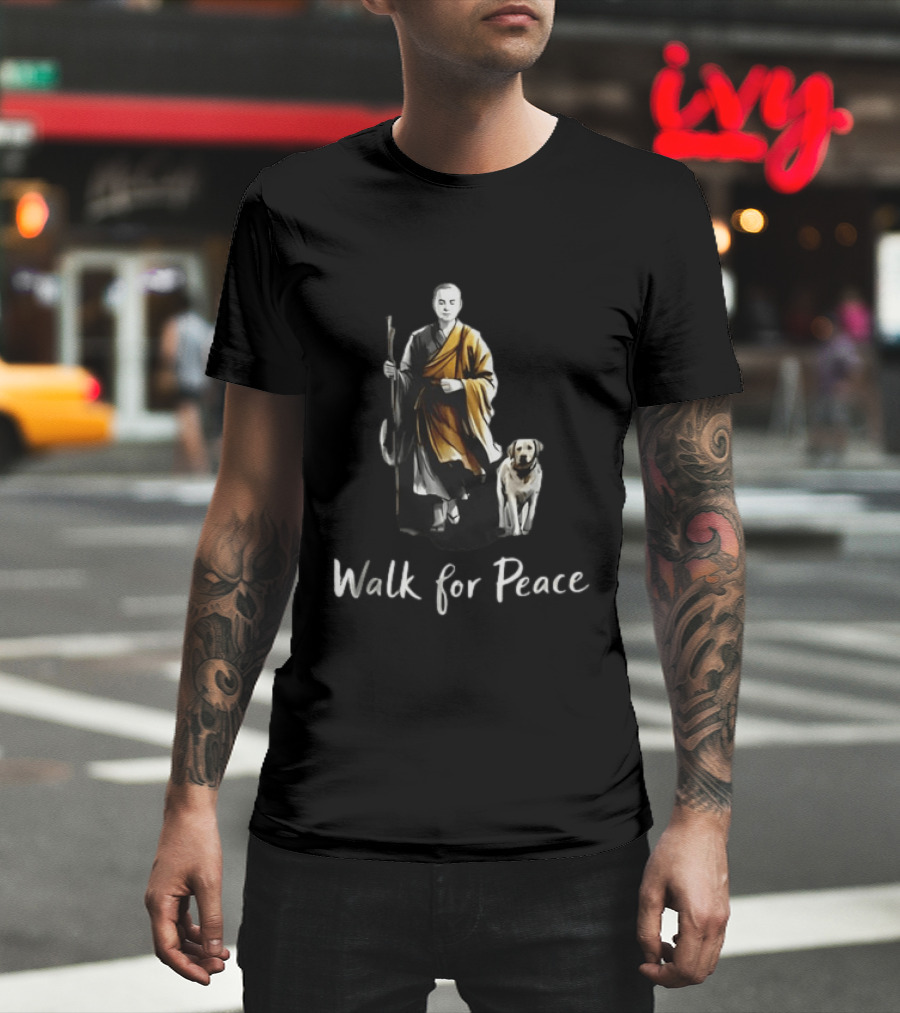 Aloka Monks And Dog Pilgrimage Walk For Peace T-Shirt