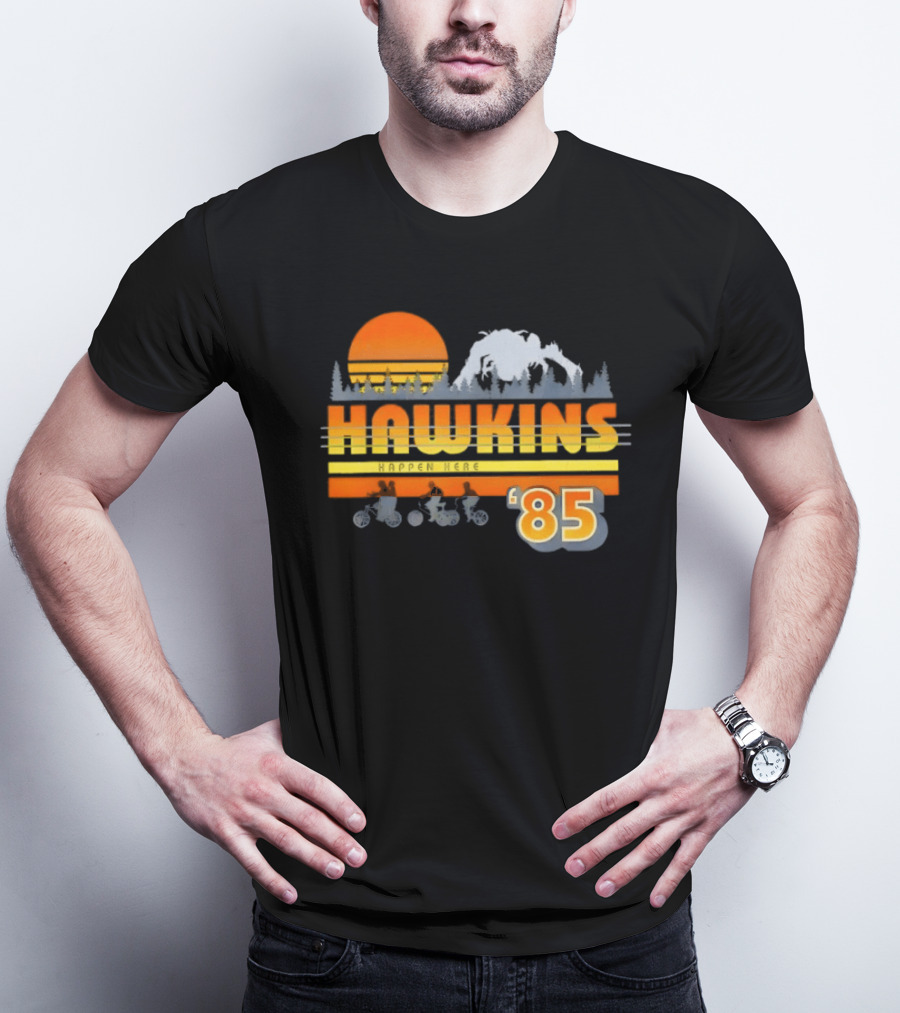 Hawkins Bikers Sunset Adventure Stranger Things 85 Demogorgon Forest T-Shirt