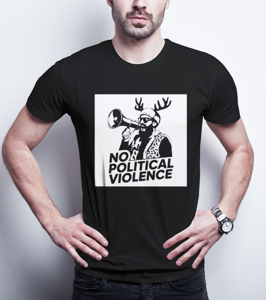 No Political Violence Antler Activist With Megaphone T-Shirt