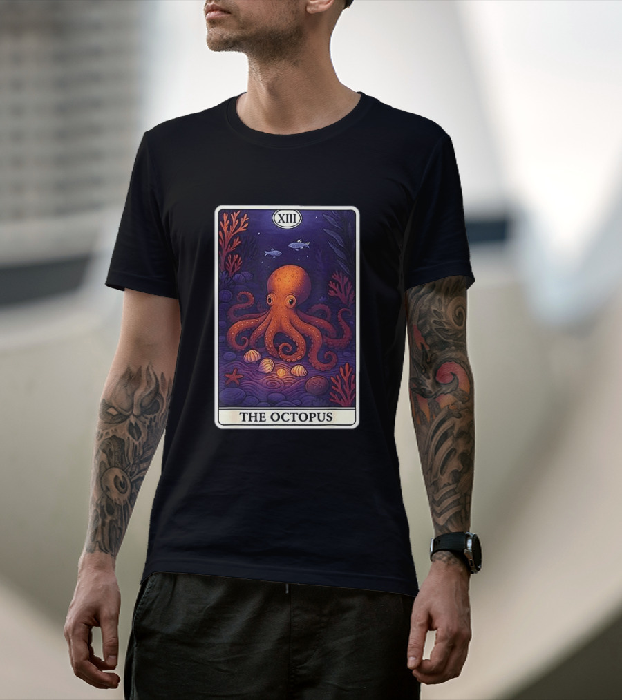 Octopus Tarot Card XIII Ocean Creatures Underwater Scene T-Shirt