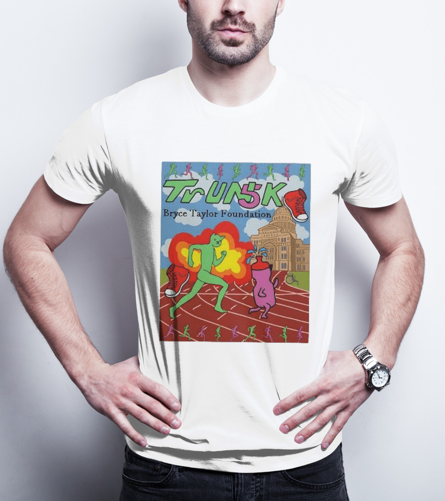 TrUNK 5k Bryce Taylor Foundation Colorful Cartoon Characters Racing T-Shirt