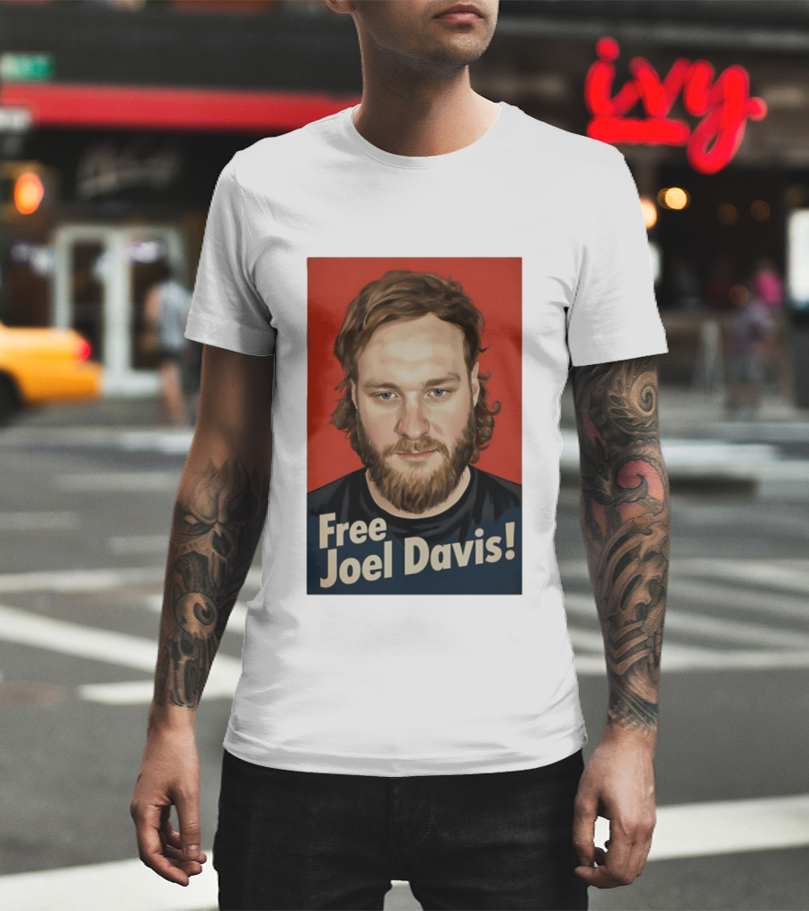 Free Joel Davis Bold Portrait Red T-Shirt