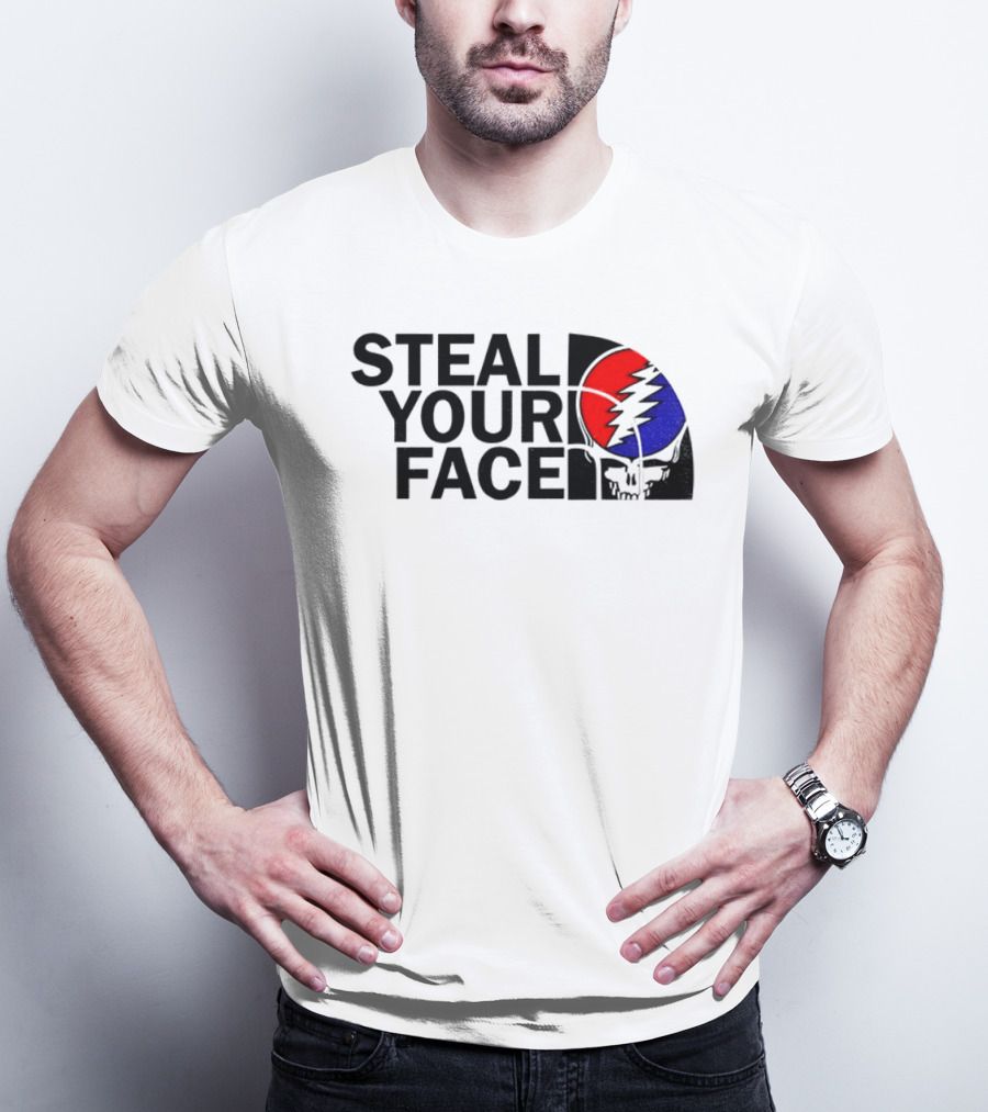 Grateful Dead Steal Your Face Skull Red Blue Lightning Bolt T-Shirt
