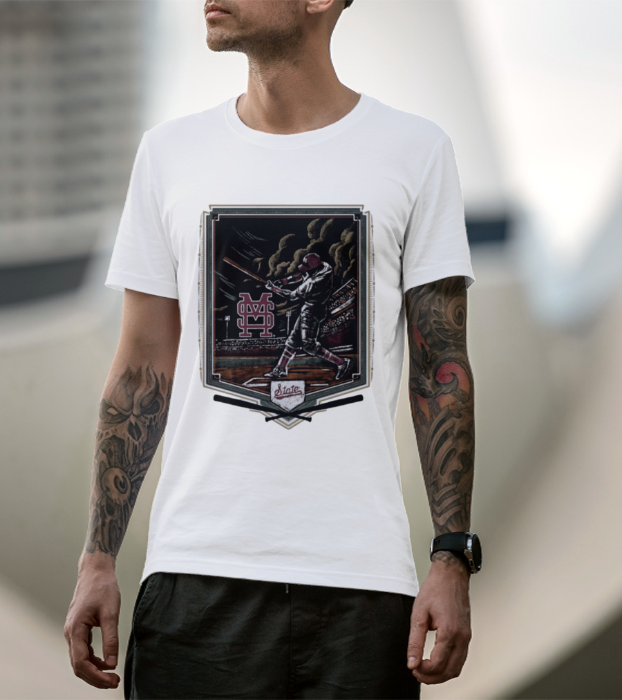 Mississippi State The Thunder Baseball Player Stadium Scene T-Shirt