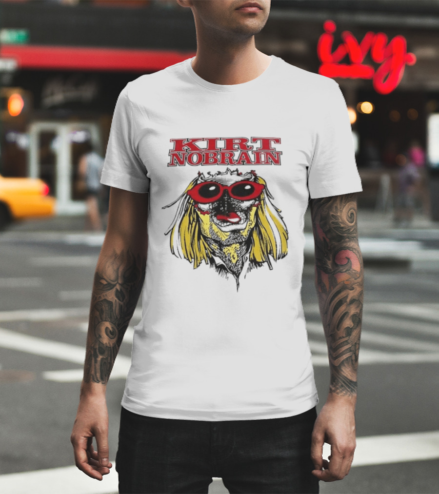 Kurt Nobrain Sunglasses Blonde Hair Red T-Shirt