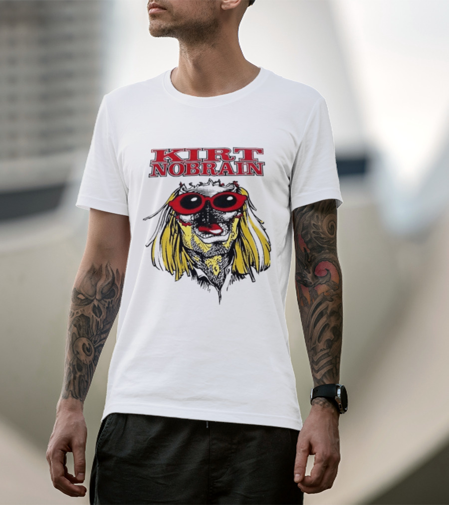Kurt Nobrain Sunglasses Blonde Hair Red T-Shirt