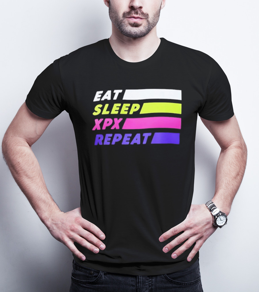 Eat Sleep XPX Repeat Lines Neon Text Blocks T-Shirt