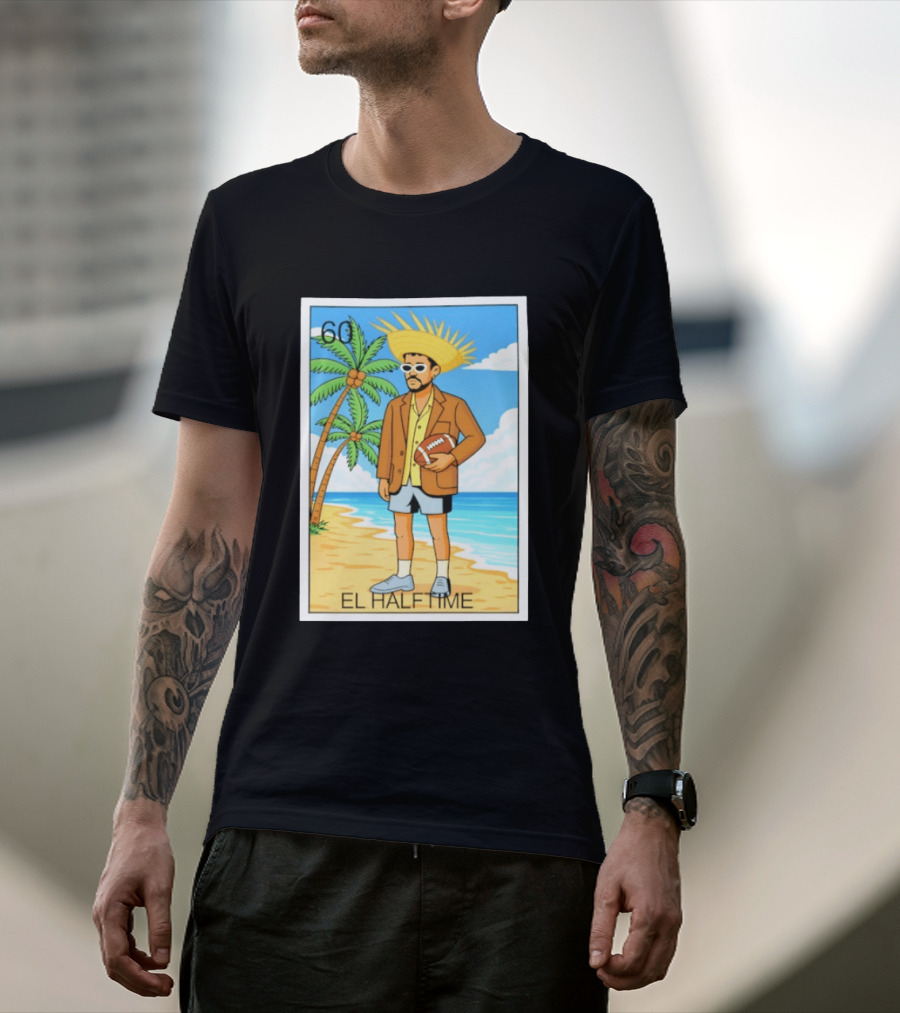 El Halftime Bad Bunny Loteria Card Beach T-Shirt