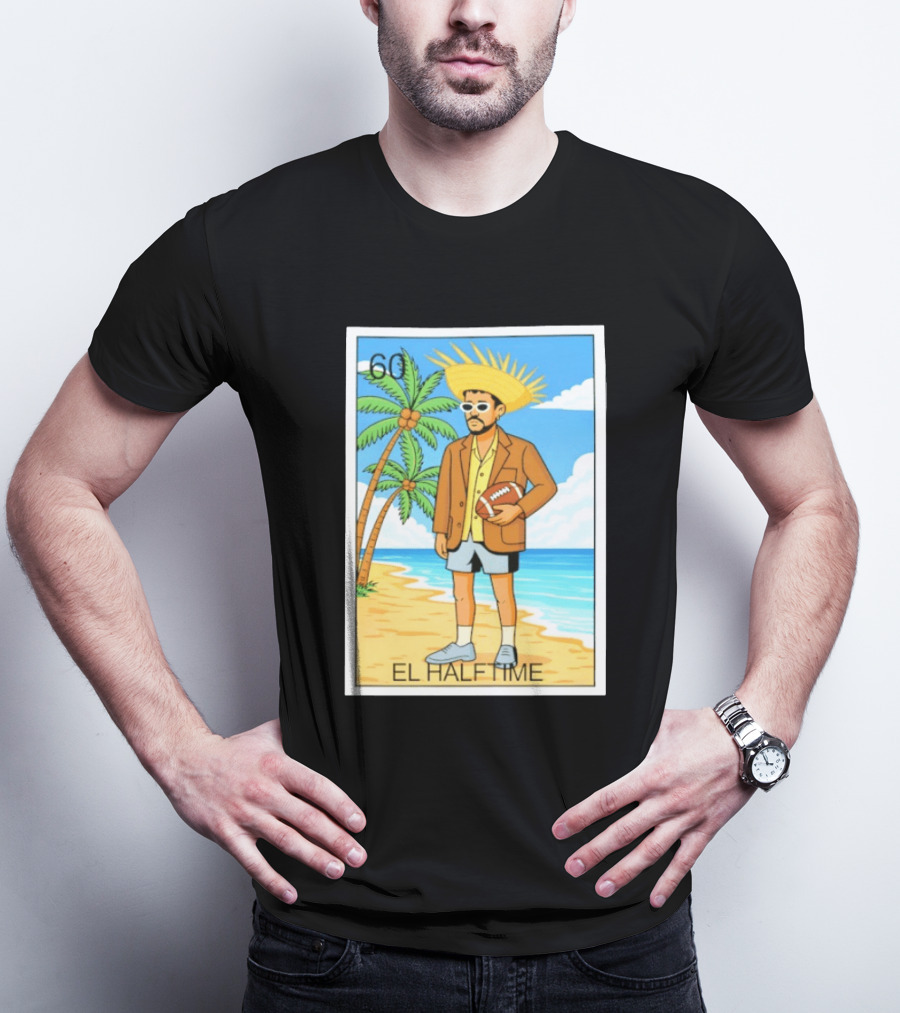 El Halftime Bad Bunny Loteria Card Beach T-Shirt