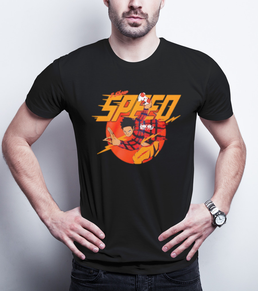 IShowSpeed Speed Flash Anime Character With Soccer Ball And Lightning Bolt T-Shirt