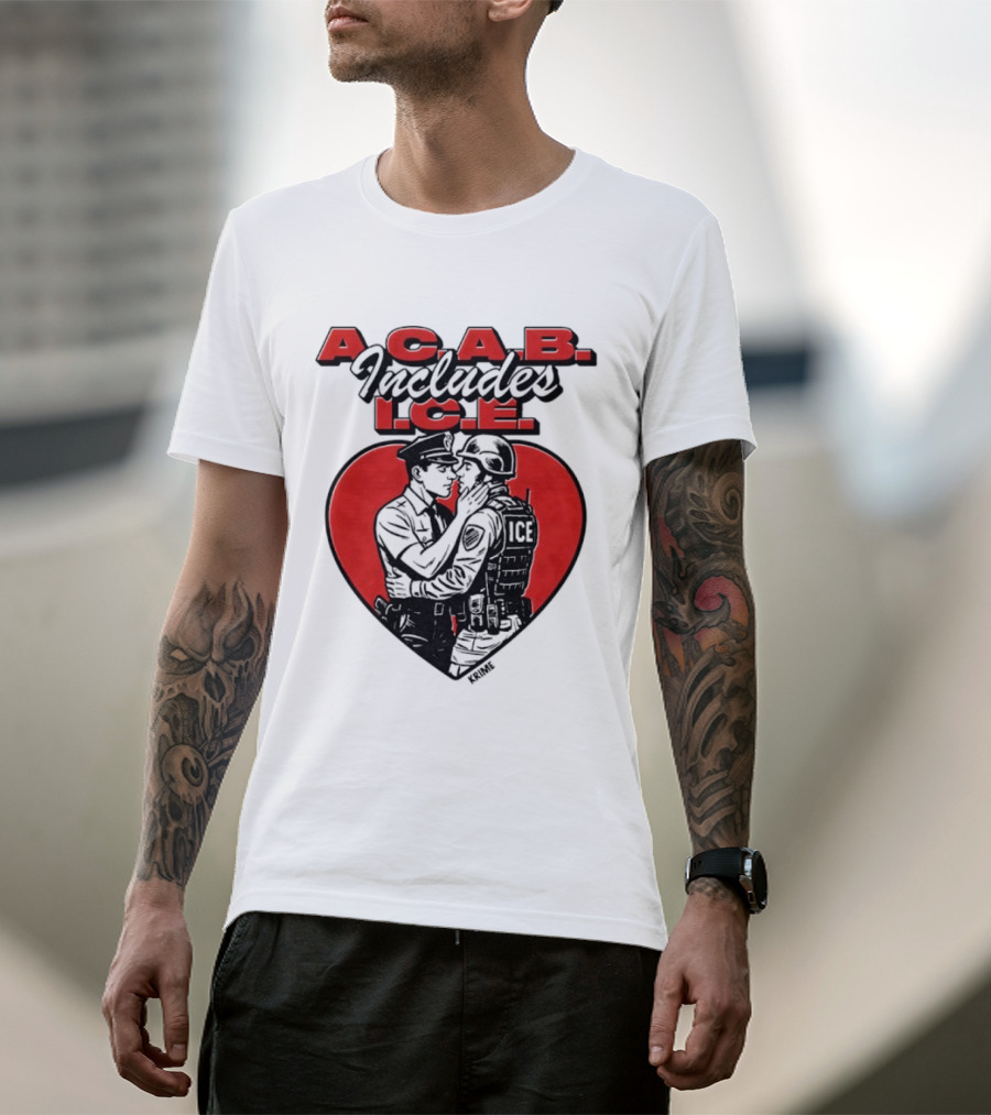 ACAB Includes ICE Anti Police Heart Shape Red And Black T-Shirt