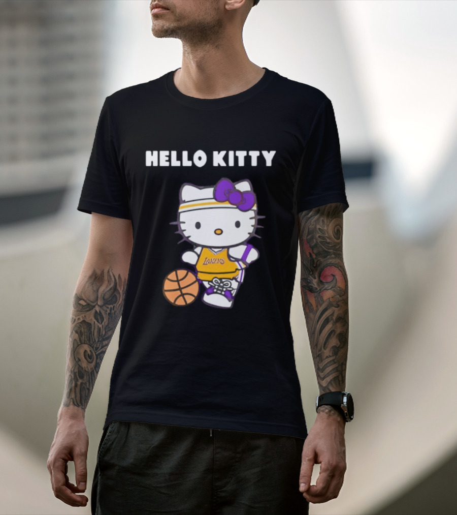 Los Angeles Lakers Hello Kitty Basketball Collaboration T-Shirt
