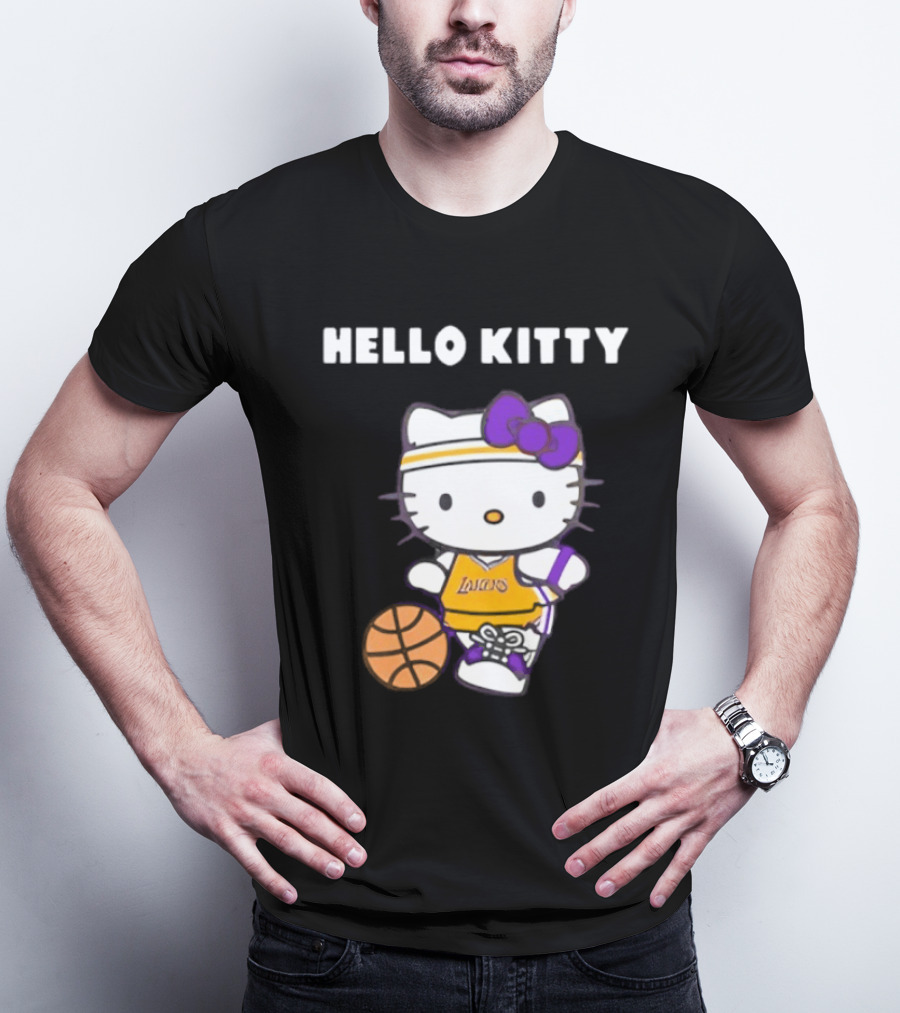 Los Angeles Lakers Hello Kitty Basketball Collaboration T-Shirt