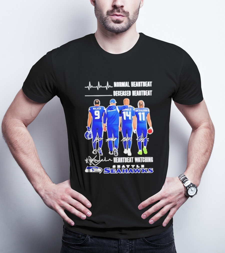 Seahawks Normal Heartbeat Deceased Heartbeat Walker Arnold Smith Njigba Signatures Seattle T-Shirt