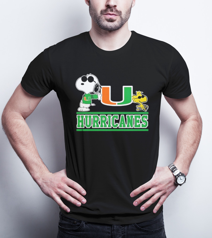 Snoopy Woodstock Miami Hurricanes U T-Shirt