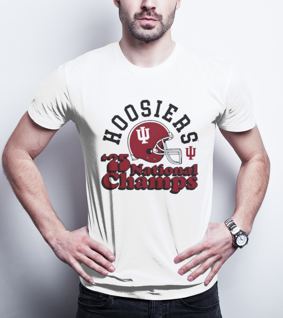 Hoosiers '25 National Champs Red Helmet T-Shirt