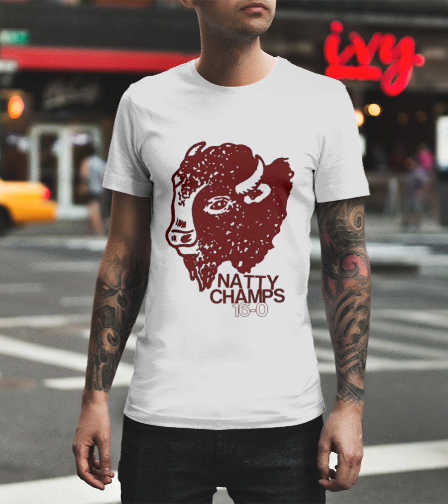 Indiana Hoosiers Natty Champs 16 0 Bison Head Celebration T-Shirt