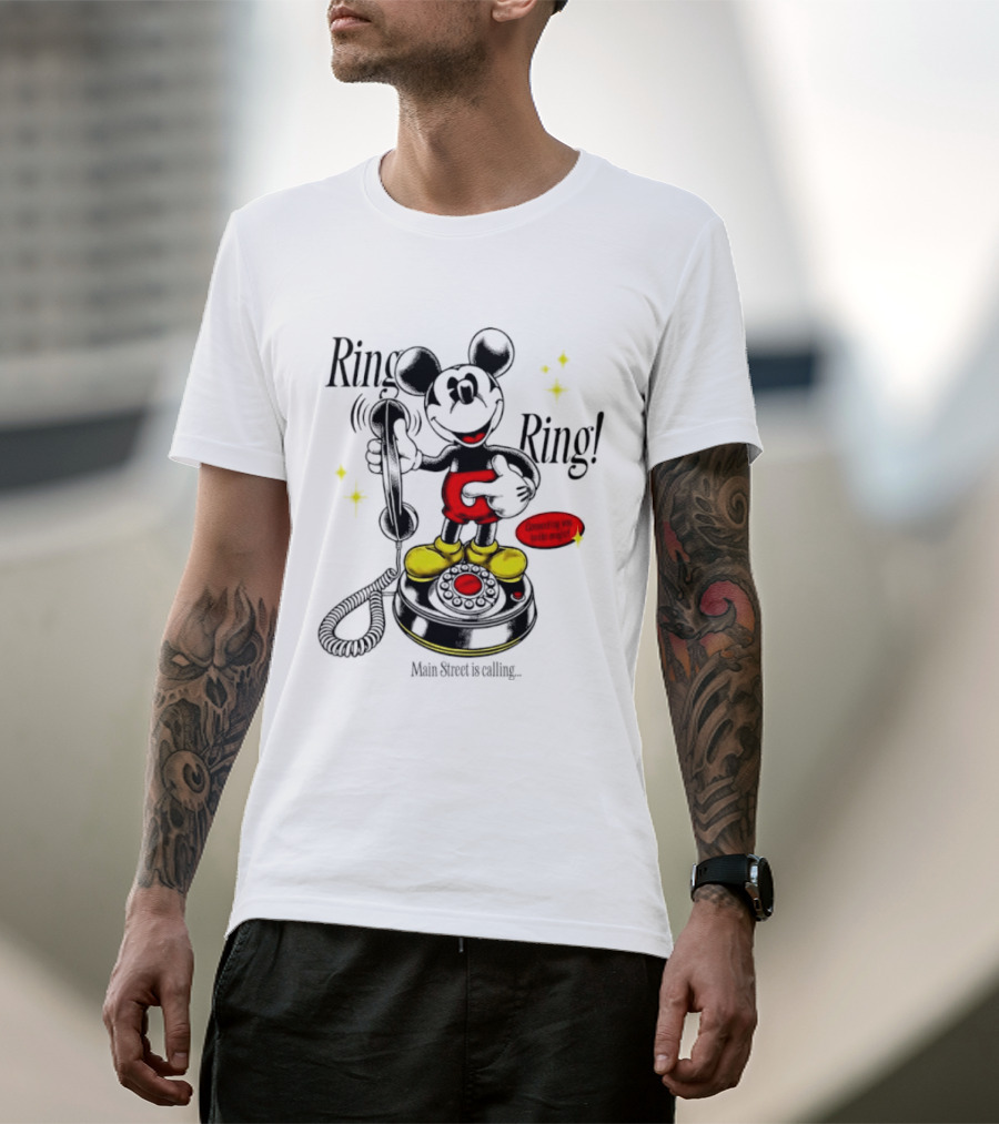Mickey Mouse Ring Ring Main Street Is Calling Connecting With Imagination T-Shirt